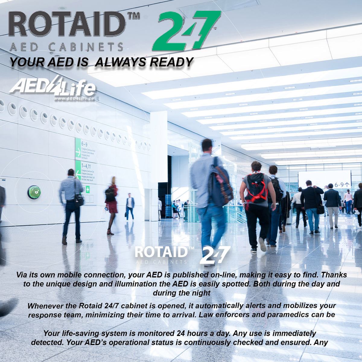 ROTAID 24/7 Monitored AED Cabinets – AED4Life